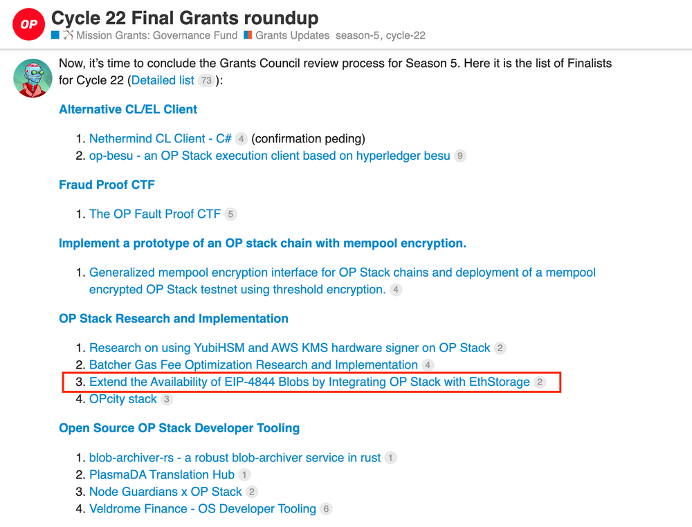 EthStorage Receives Grant from Optimism for Offering A Complete Long-term DA Solution for OP Stack